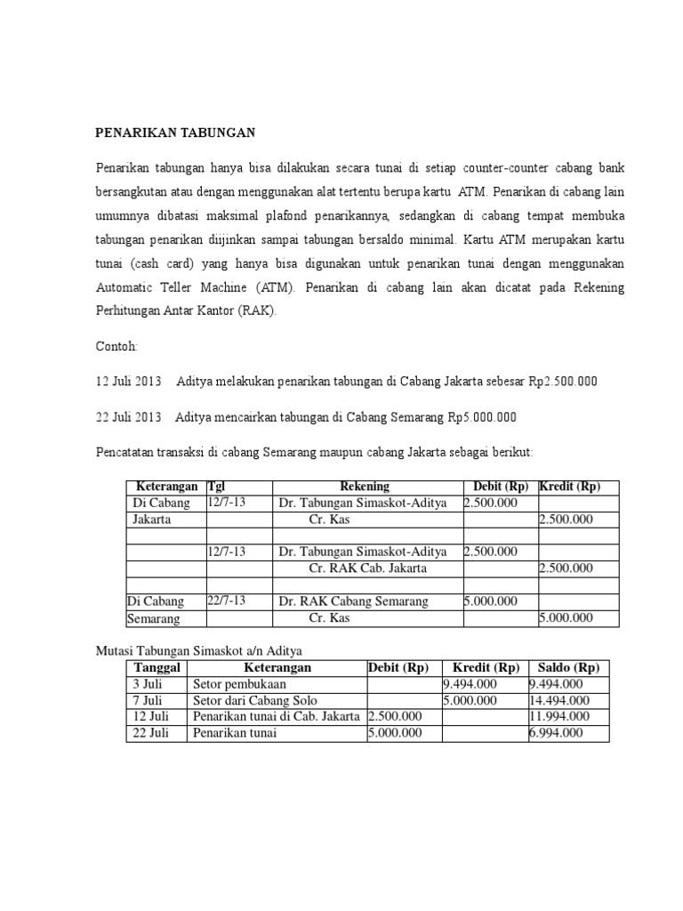 Penarikan Tabungan | PDF