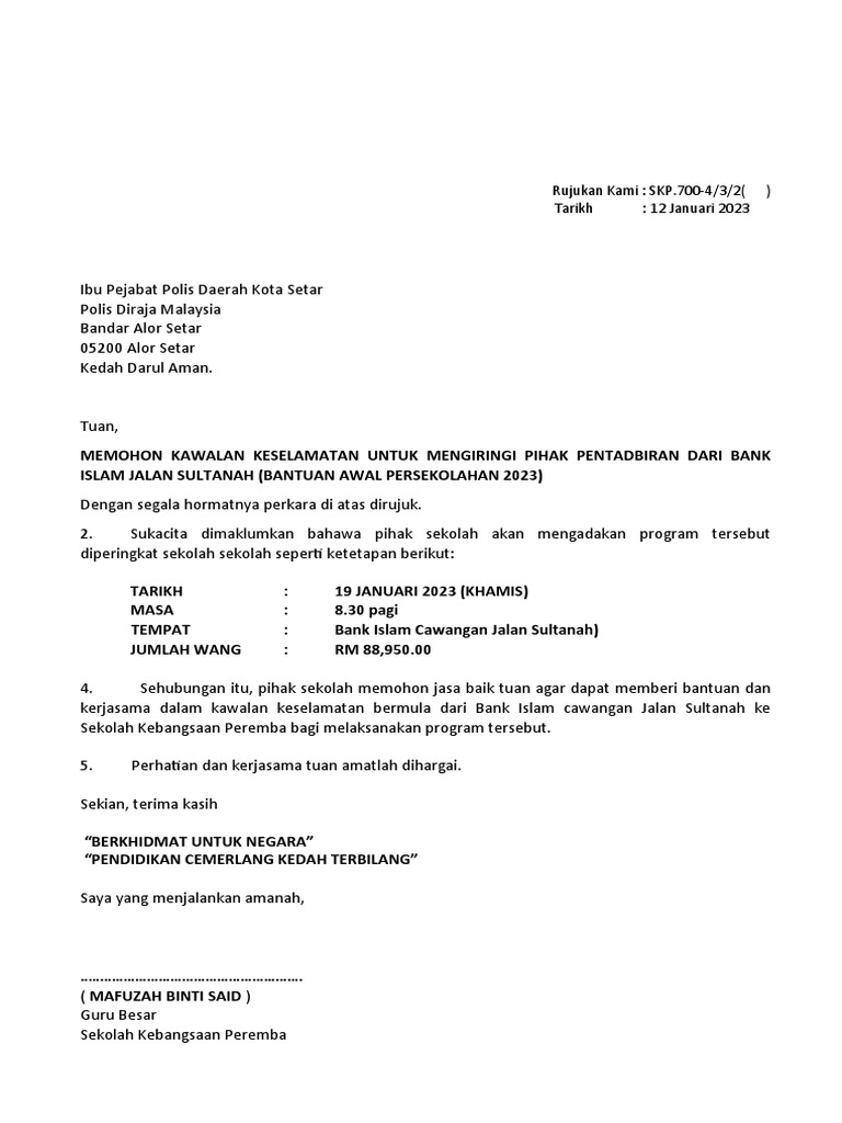 Surat Polis Bap 2023 | PDF