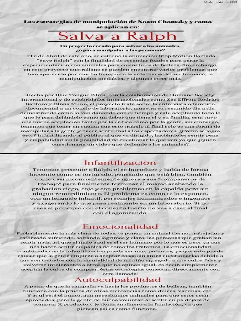 Save Ralph y Estrategias de Manipulación | PDF
