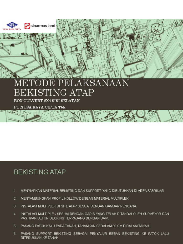 Metode Bekisting Atap Box Culvert 8x4 | PDF