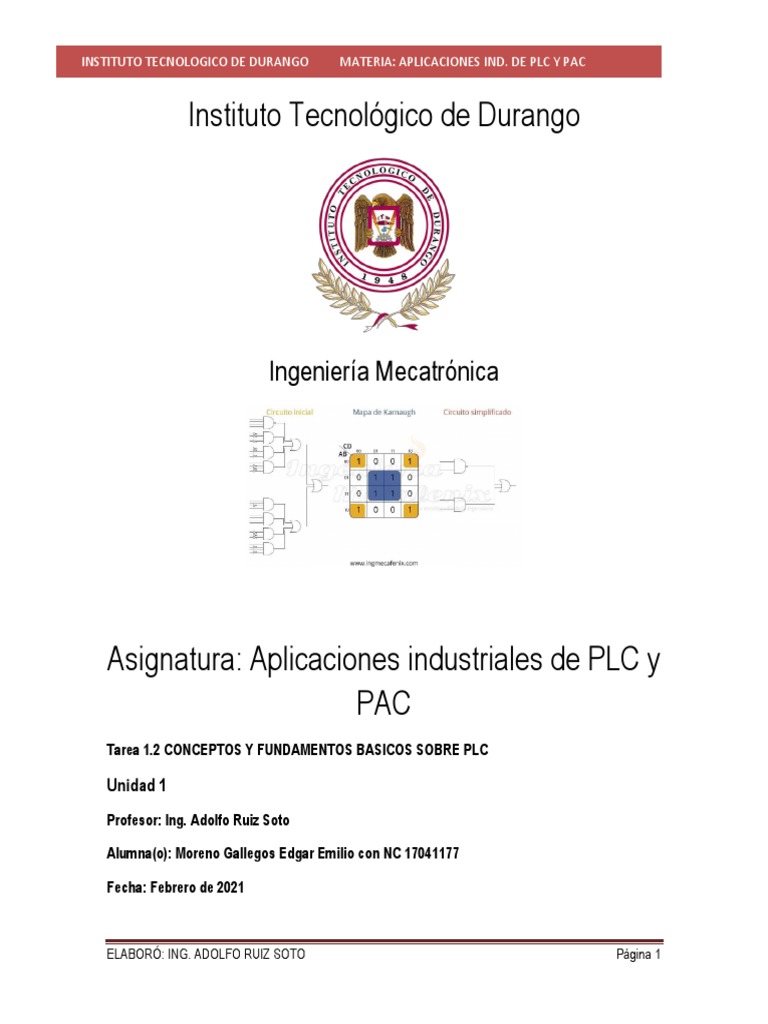 TAREA_1.2_CONCEPTOS_Y_FUNDAMENTOS_BASICOS_SOBRE_PLC-MorenoGallegos.pdf | PDF | Controlador ...