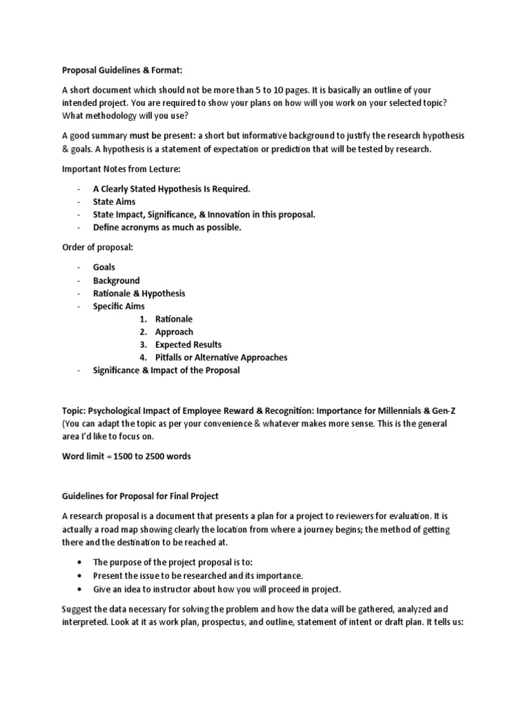 Proposal Topic and Guidelines | PDF | Hypothesis | Psychology