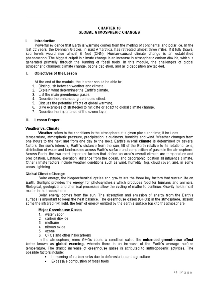Chapter 10 - GE ELEC 02 | PDF | Climate Change | Ozone Depletion