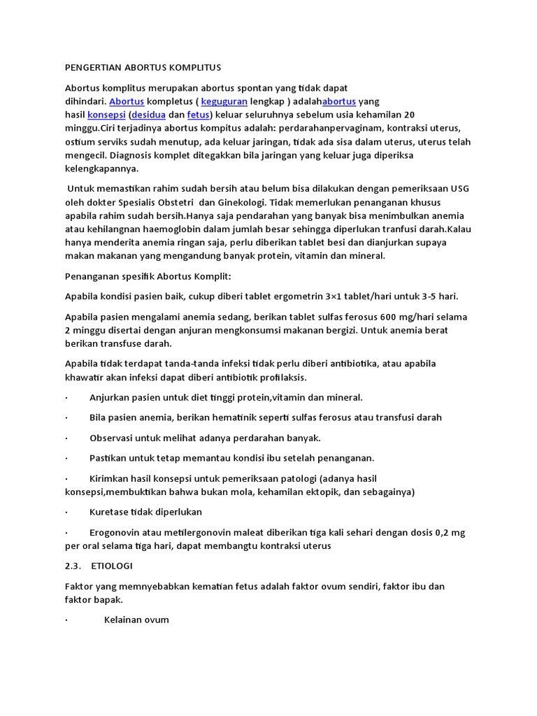 Pengertian Abortus Komplitus | PDF