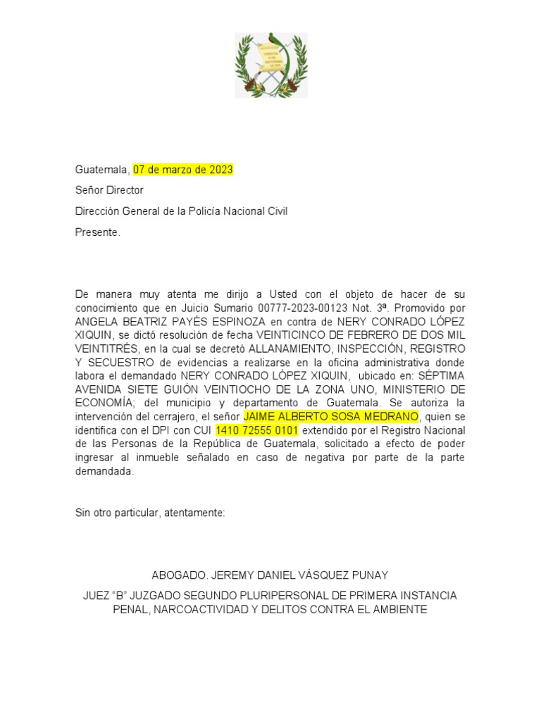 004 Oficio Judicial | PDF