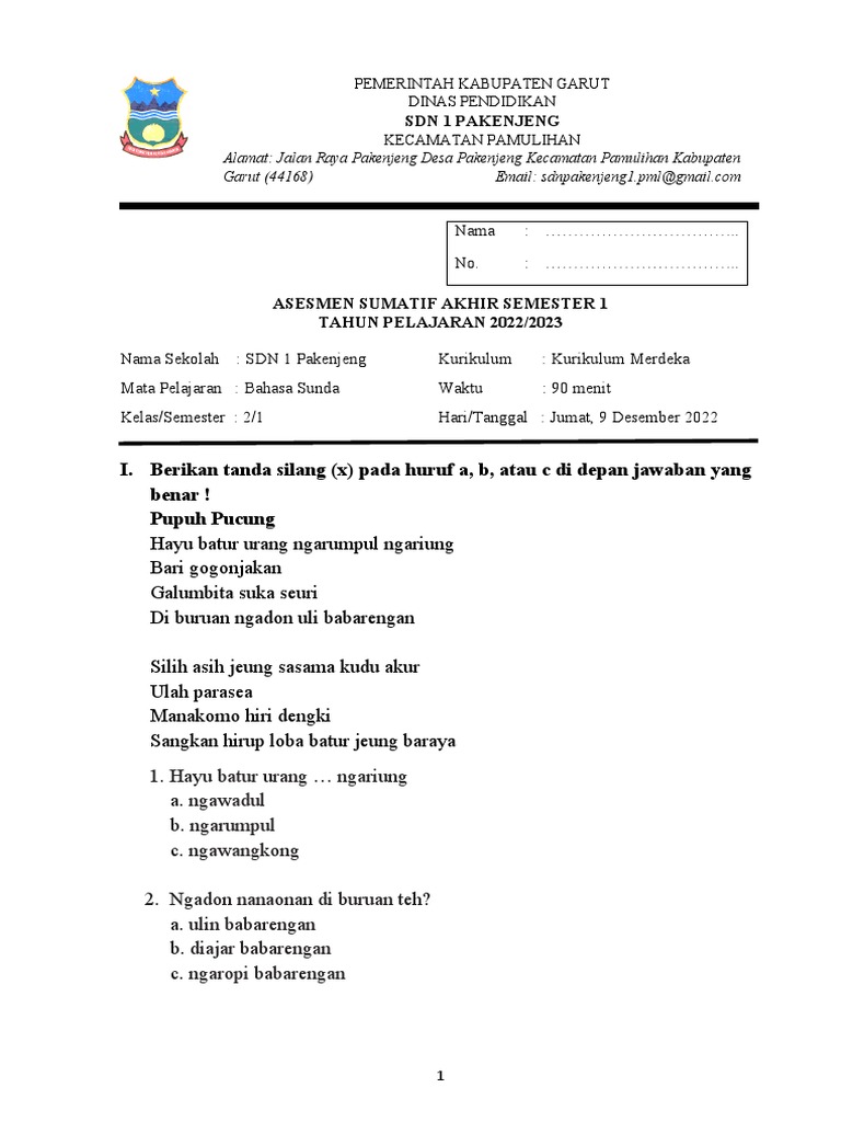 Bahasa Sunda Kelas 2 | PDF