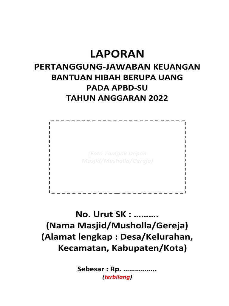 Format LPJ Masjid - Musholla - Gereja Apbd 2022 | PDF