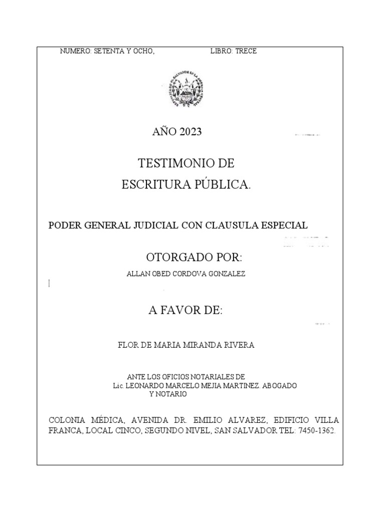 Poder Judicial General con Cláusula Especial | PDF | Justicia | Crimen ...