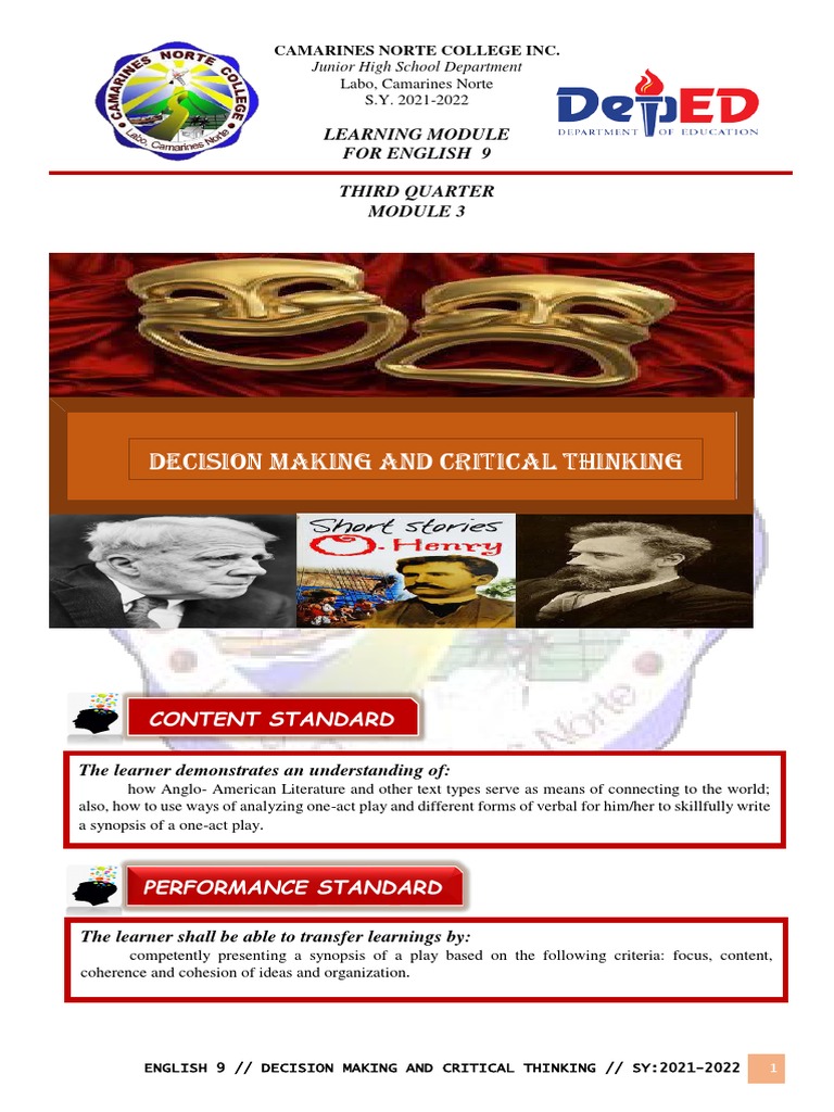 ENGLISH+9+MODULE+Q3+SY+2021-22.pdf | PDF | Linguistics | Cognitive Science