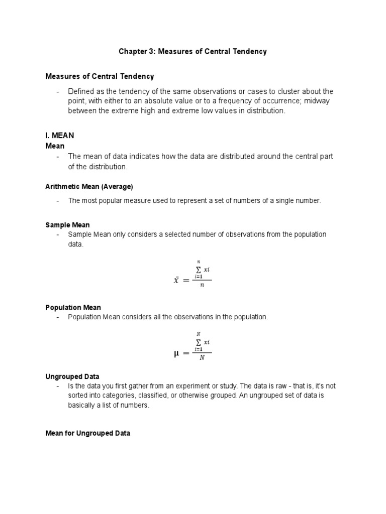 Measures of Central Tendency | PDF | Mode (Statistics) | Mean