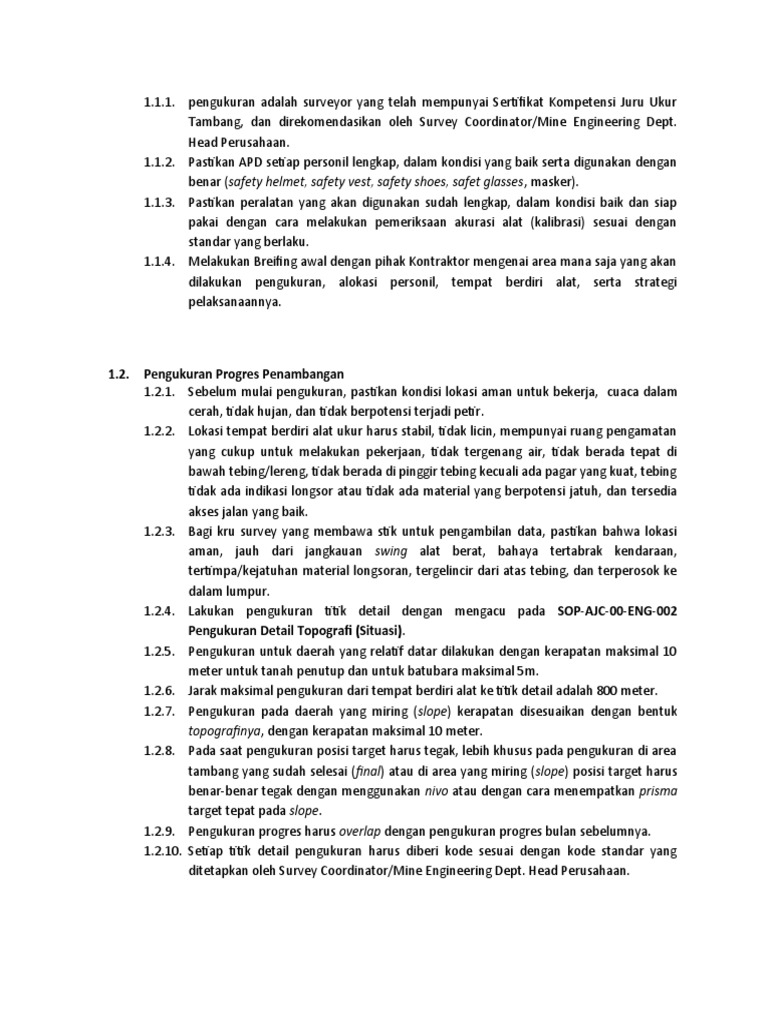 1.2. Pengukuran Progres Penambangan: Topografinya, Dengan Kerapatan ...