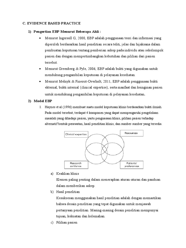 EBP dalam Keperawatan: Pengertian, Model, Tujuan dan Langkah-Langkah | PDF