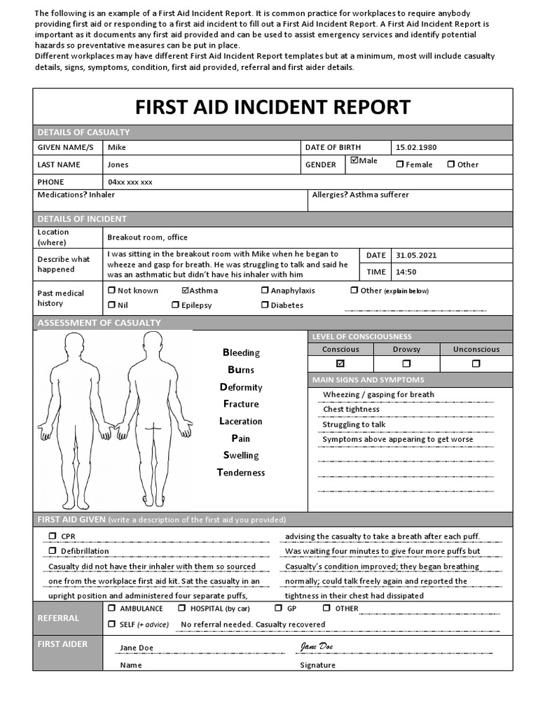 First Aid Incident Report | PDF