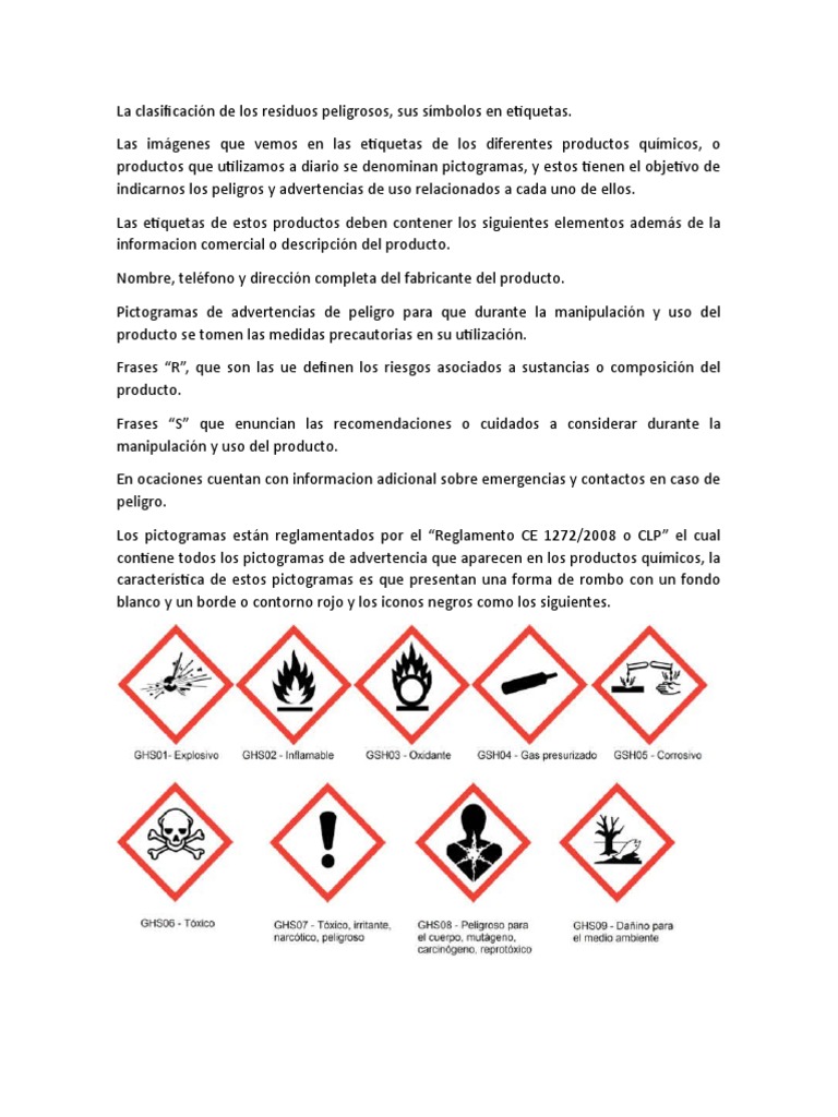 La Clasificación de Los Residuos Peligrosos | PDF | Residuos | Incineración
