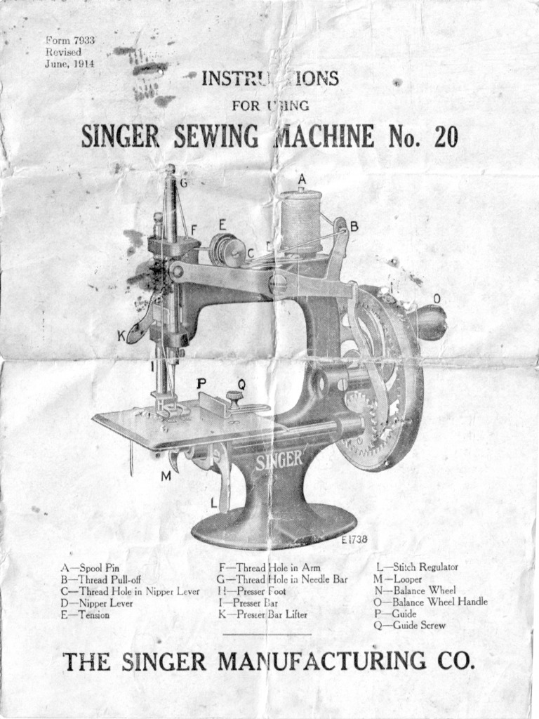 Singer 20-Sewing-Machine-Full-Page-1914 PDF | PDF | Sewing Machine | Screw