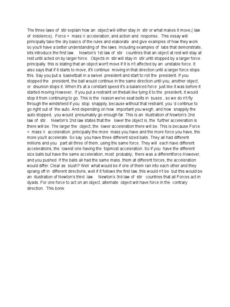 Newtons Three Laws of Motion | PDF | Force | Mass