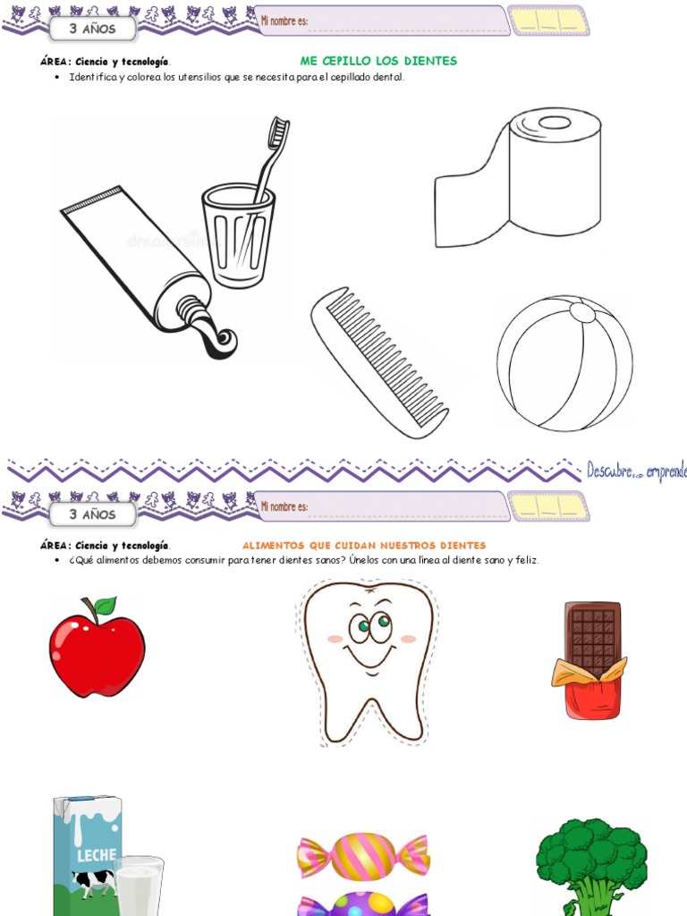 Me Cepillo Los Dientes: Identifica y Colorea Los Utensilios Que Se ...