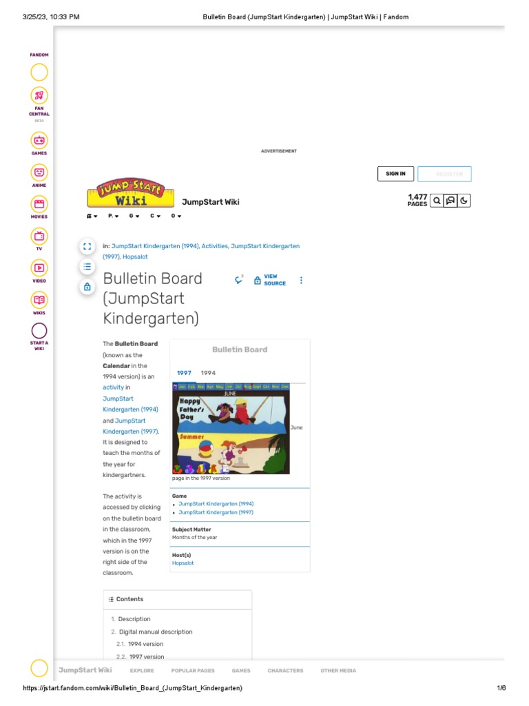 Bulletin Board (JumpStart Kindergarten) - JumpStart Wiki - Fandom | PDF ...