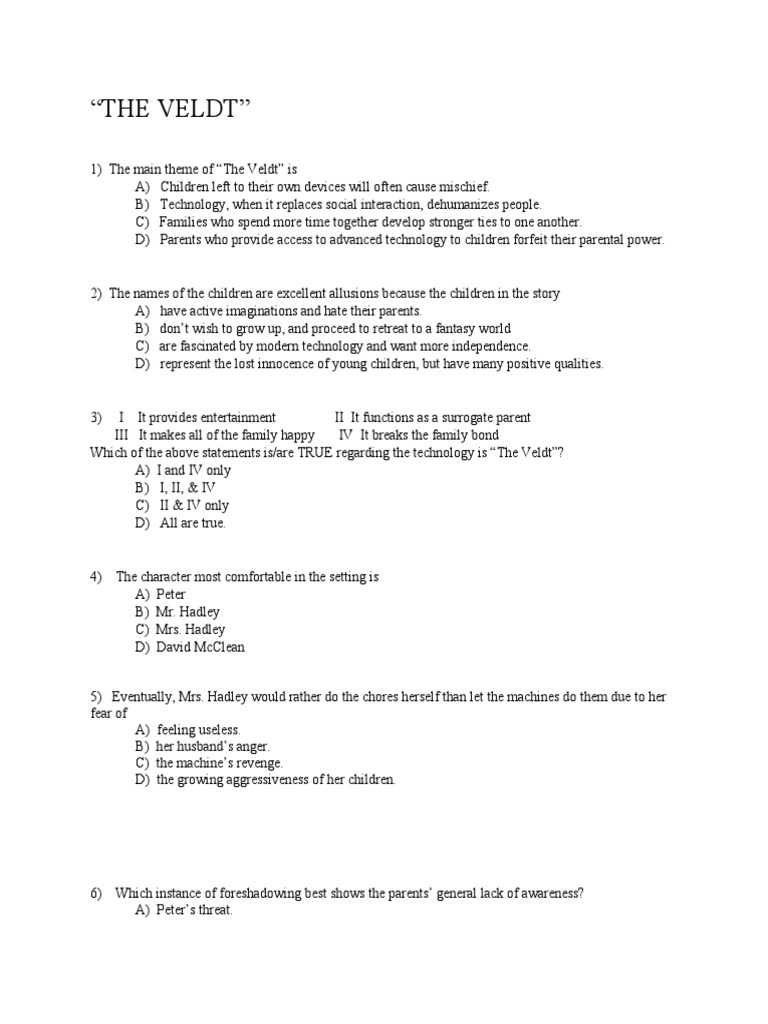 The Veldt | PDF | Peter Pan | Psychology