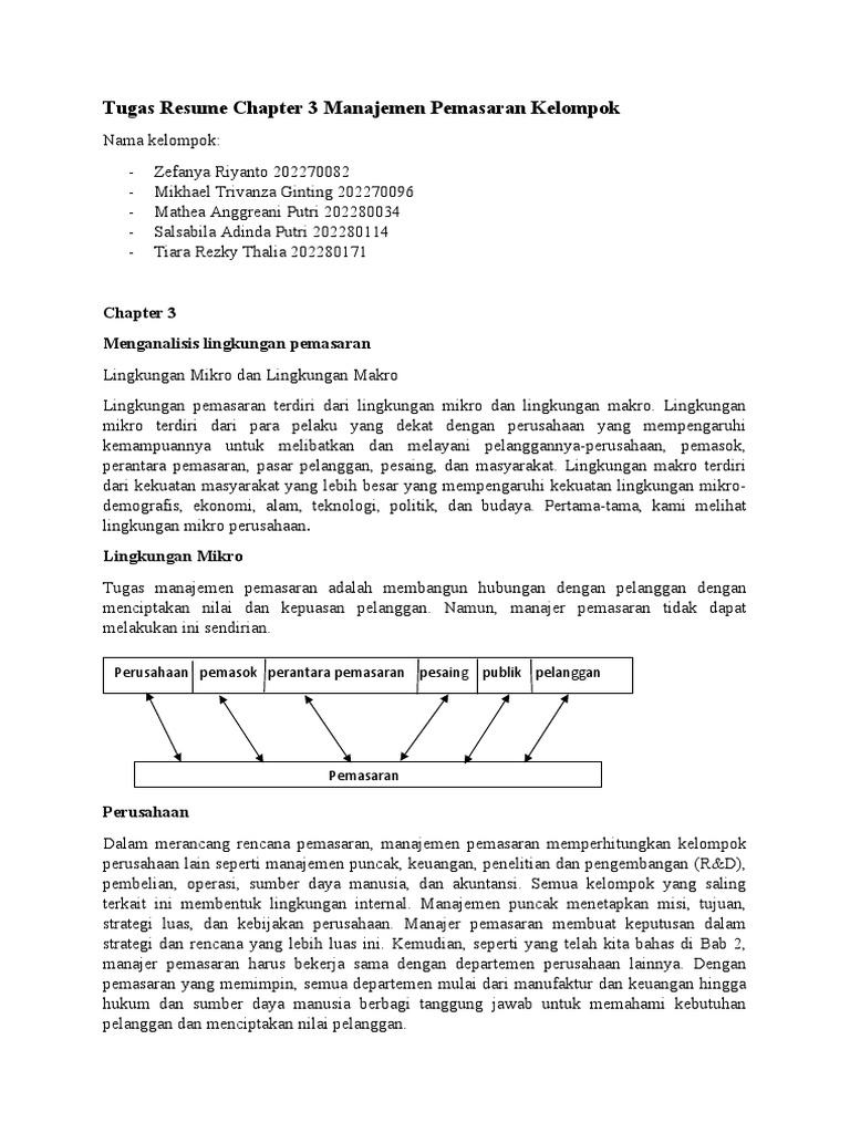 Tugas Resume Chapter 3 Manajemen Pemasaran Kelompok | PDF
