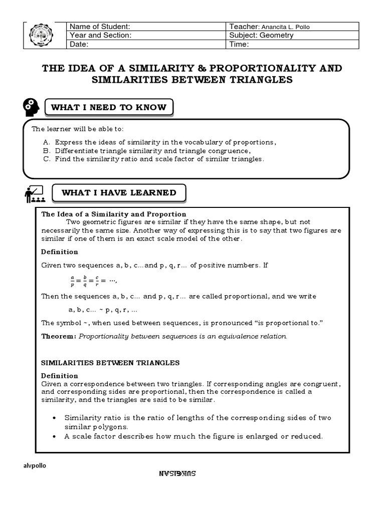 WS 4 Introduction To Similarity | PDF | Triangle | Mathematical Objects