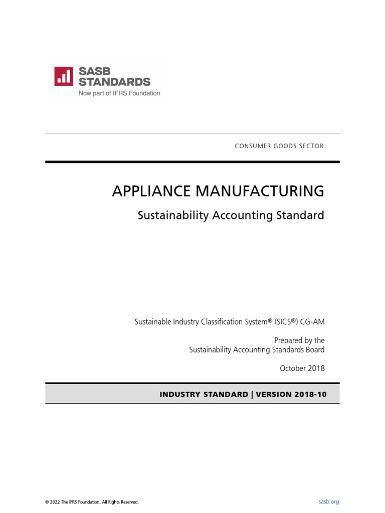 SASB Appliance - Manufacturing - Standard - 2018 | PDF | Business ...