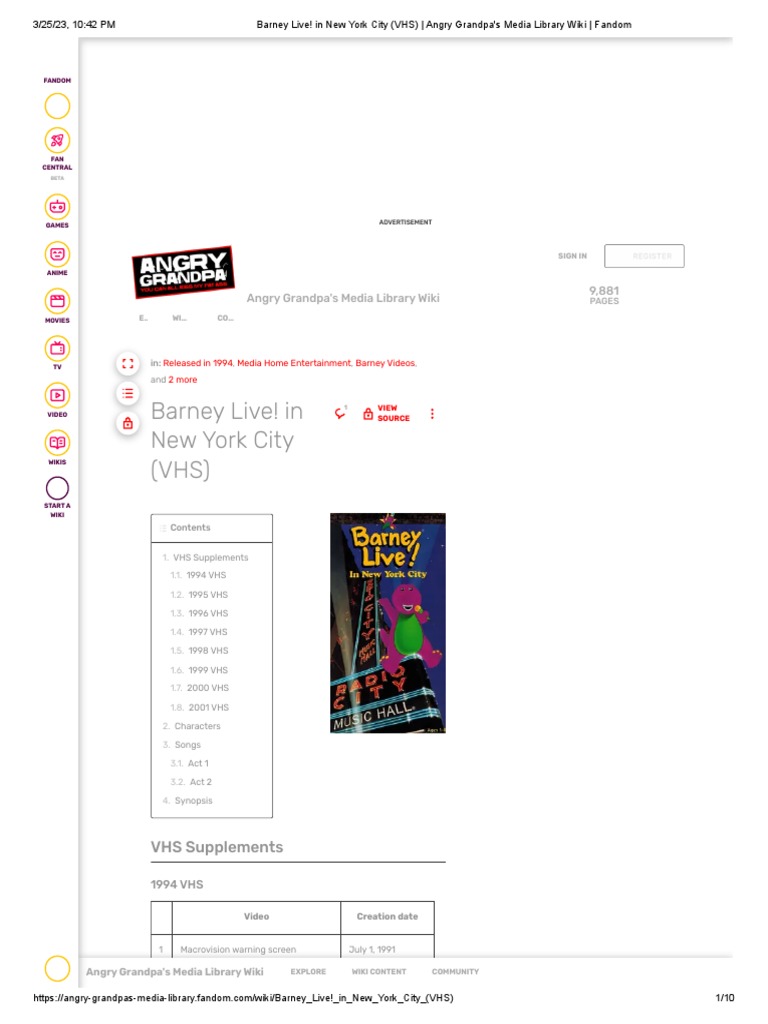 Barney Live! in New York City (VHS) - Angry Grandpa's Media Library ...