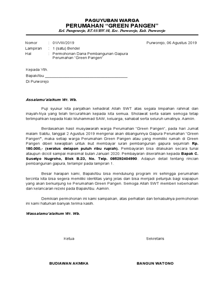 Proposal Pembangunan Gapura | PDF