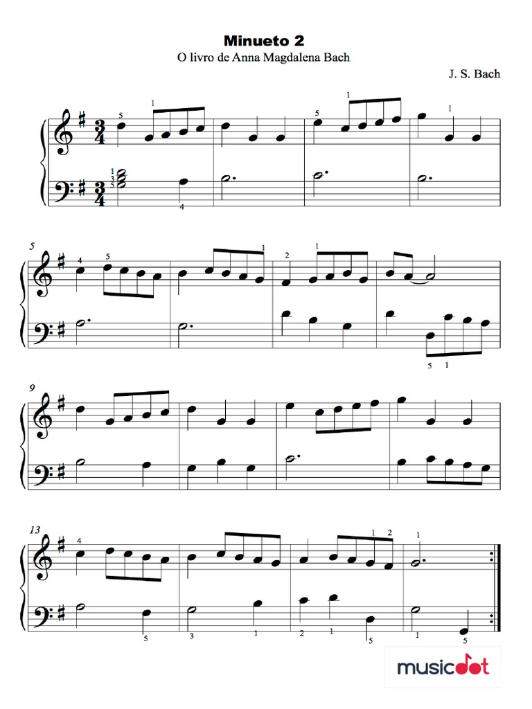 Minueto 2 (Bach) - Partitura 1 PDF | PDF