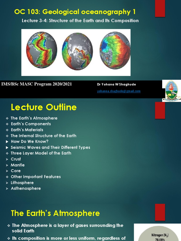 Oc 103 Lecture 3 4 Structure Of The Earth And Its Composition Pdf Pdf Waves Earth
