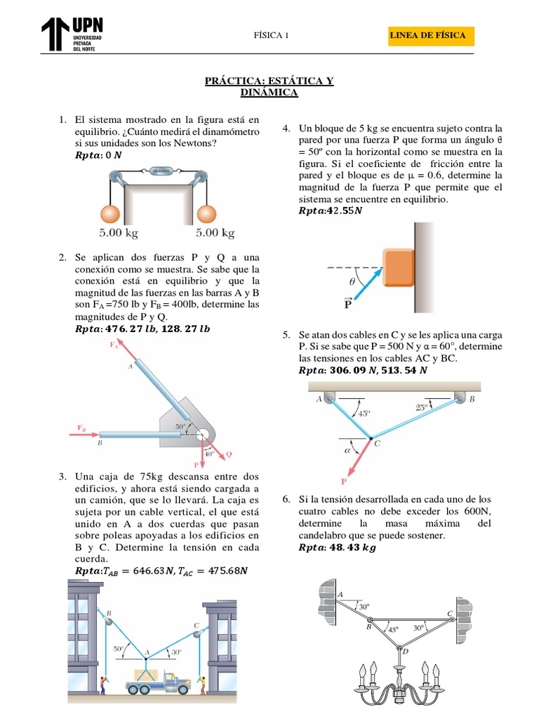 Ecuaciones de equilibrio y movimiento en sistemas físicos | PDF | Fricción | Tensión (Física)