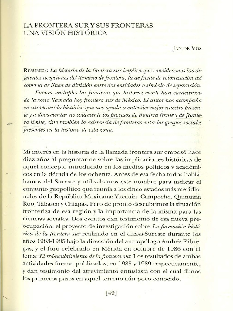 La Frontera Sur y Sus Fronteras PDF | PDF