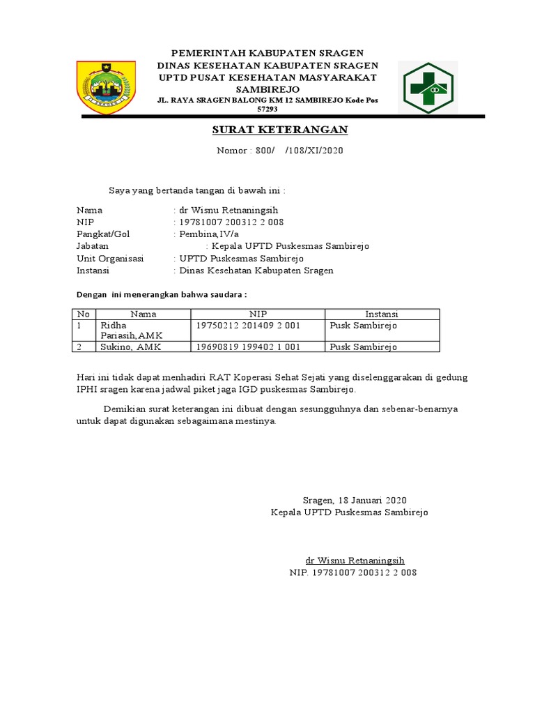 SURAT Rekom RAT Kop | PDF