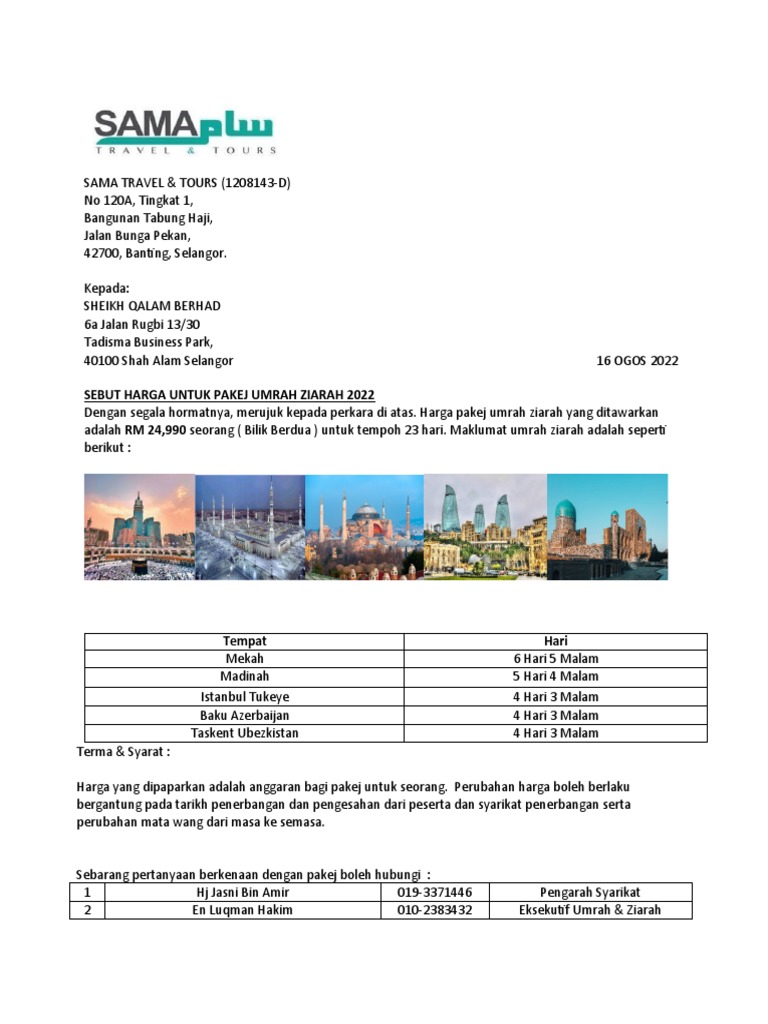 Sebut Harga & Invoice Umrah Rohani Binti Abidin | PDF