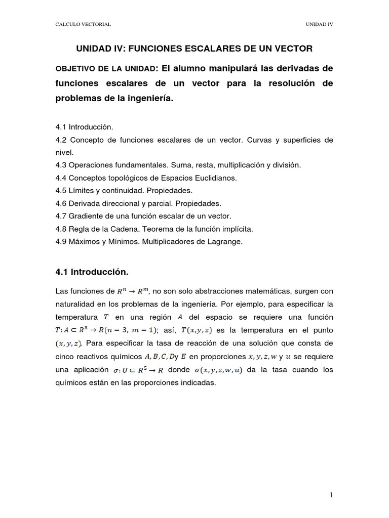 Unidad Iv-Funciones Escalares de Variable Vectorial-Cv | PDF | Derivado | Degradado