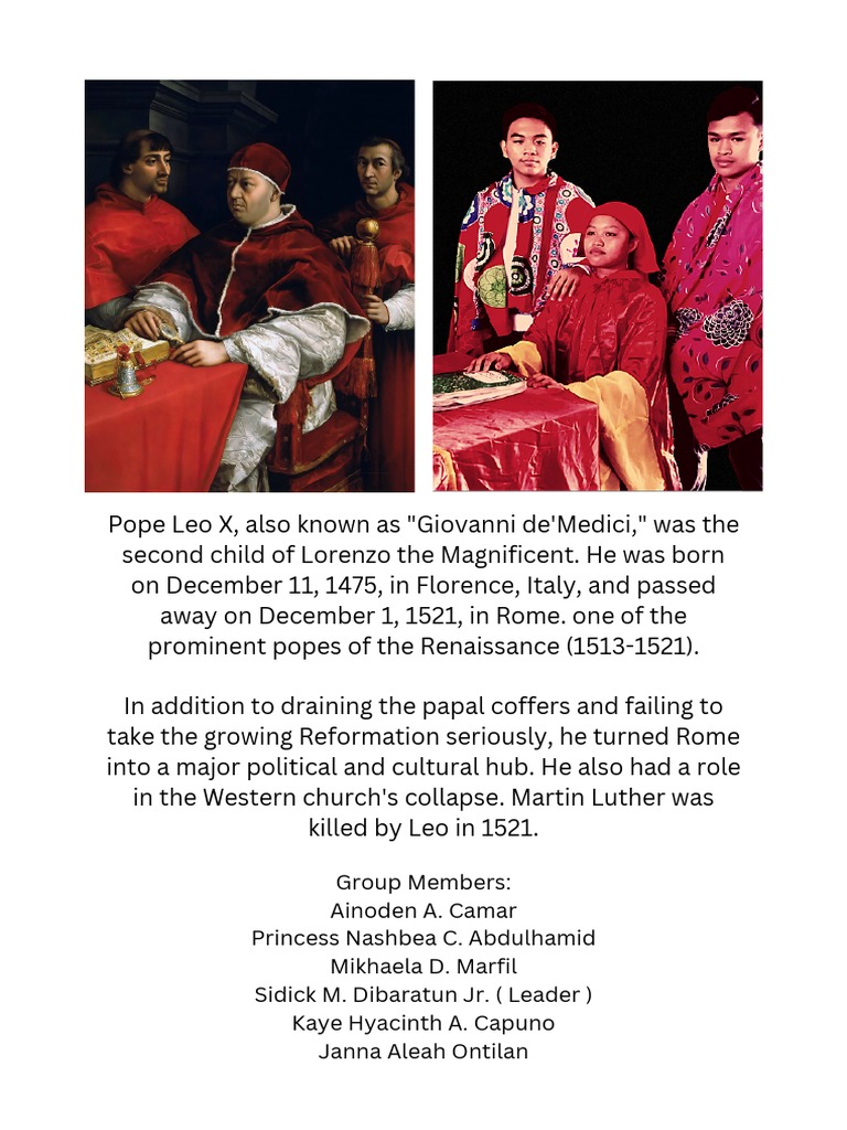 Pope-Leo-X-also-known-as-Giovanni-deMedici-was-the-second-child-of ...