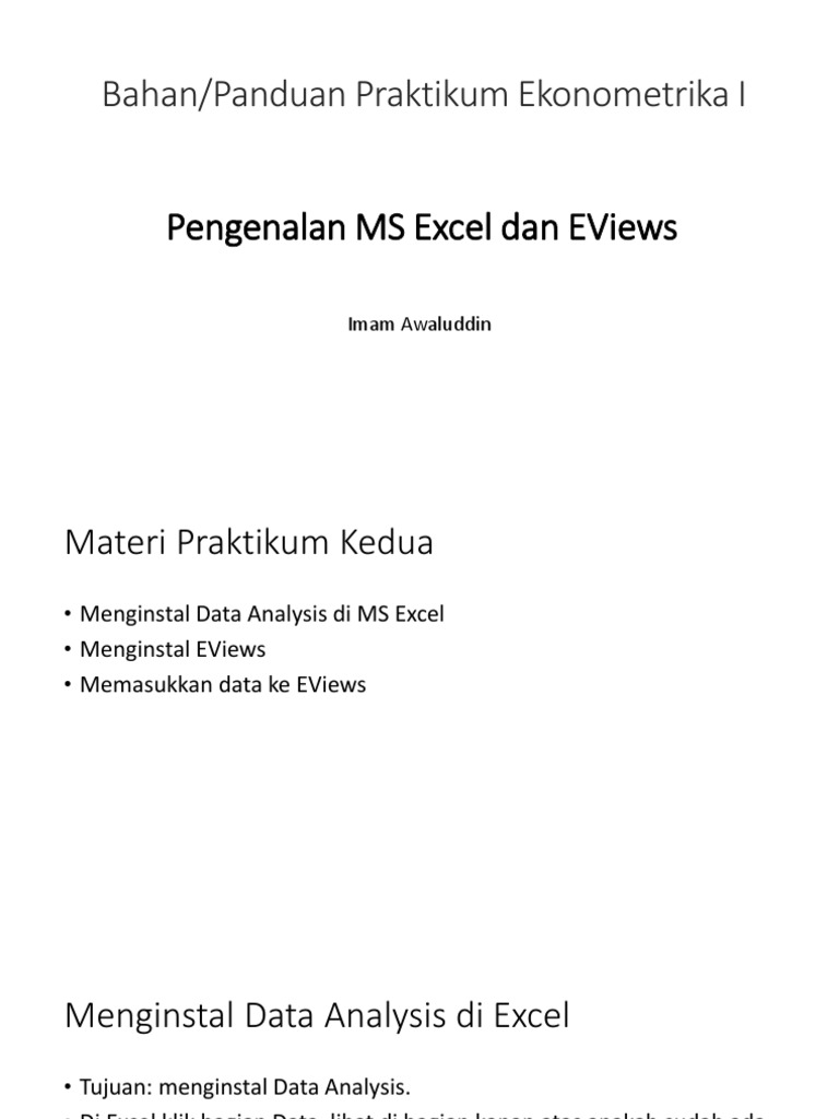 Materi Praktikum - Pengenalan Excel Dan EViews PDF | PDF