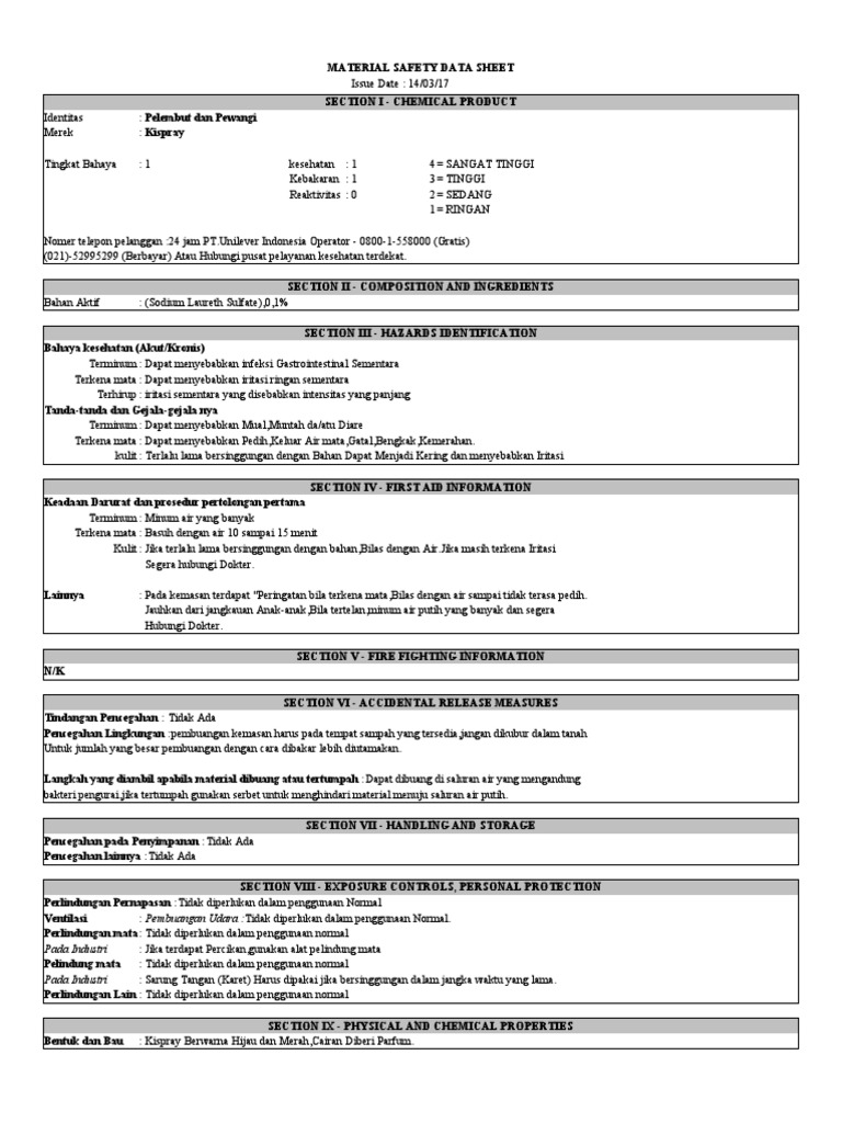 MSDS Kispray | PDF