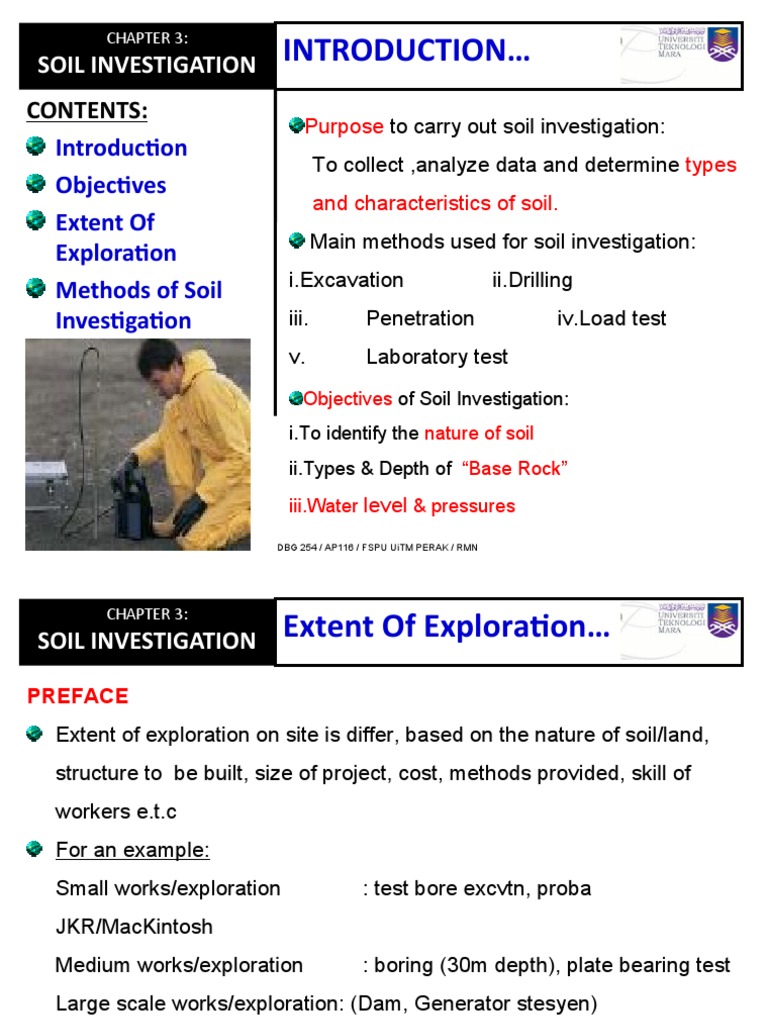 Soil Investigation Methods | PDF | Drilling | Drill