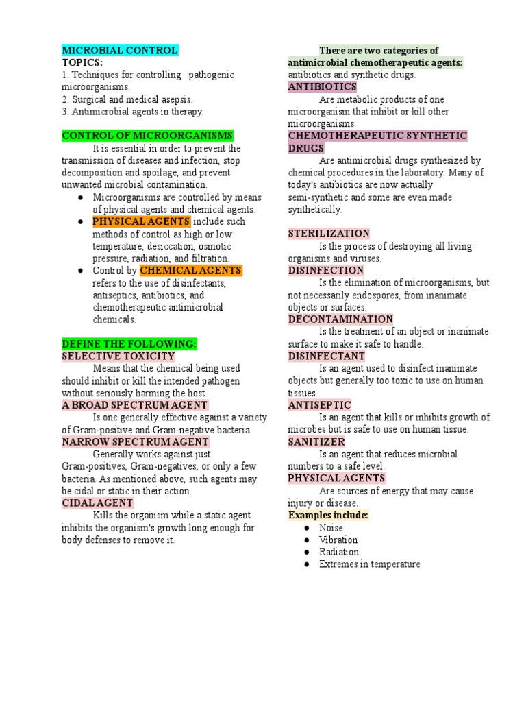 Microbial Control Techniques Overview | PDF | Sterilization ...