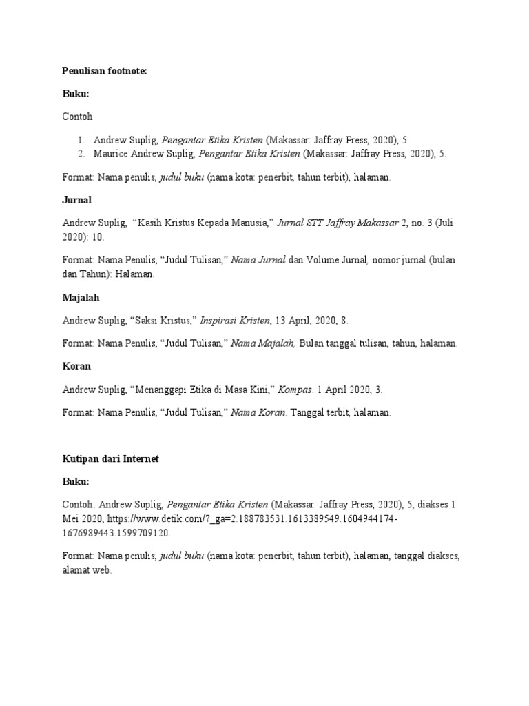 Penulisan Footnote | PDF
