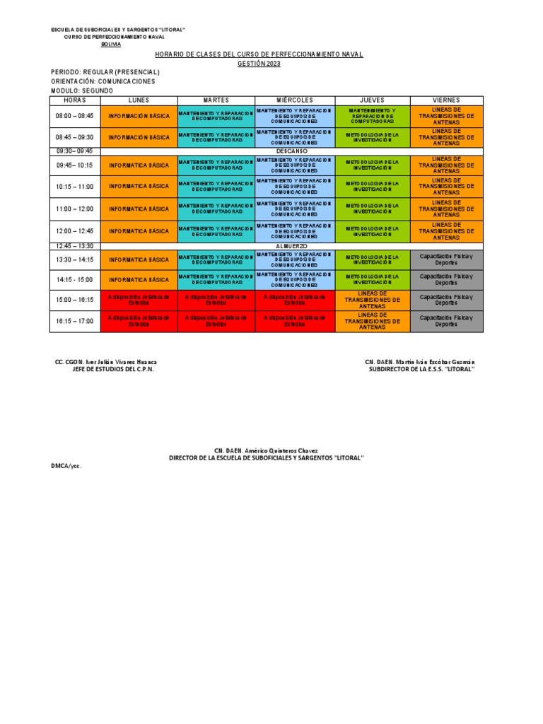 Horario Corregido de CPN 2do. Mod 2023 | PDF