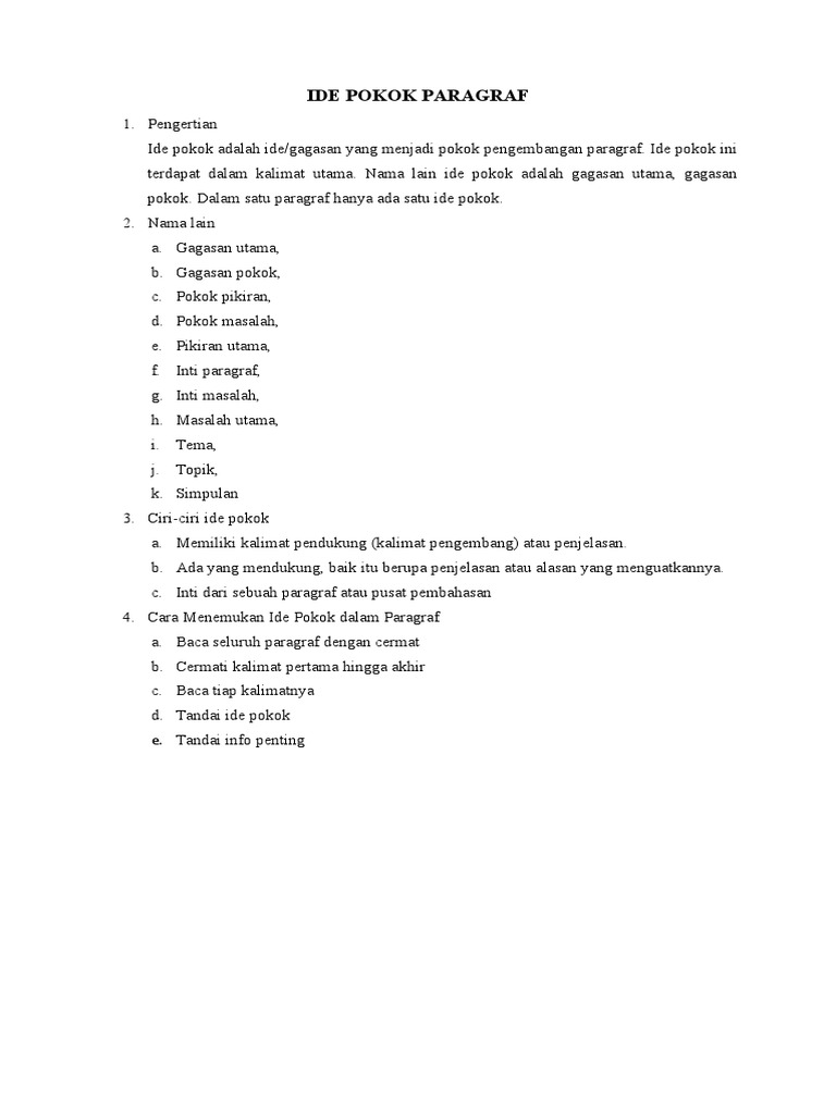 Ide Pokok Paragraf | PDF | Karier & Perkembangan