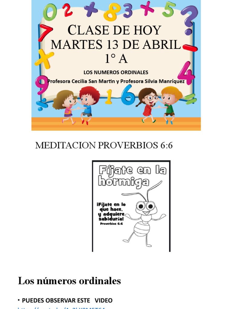 Números Ordinales PPT 1° Básico | PDF