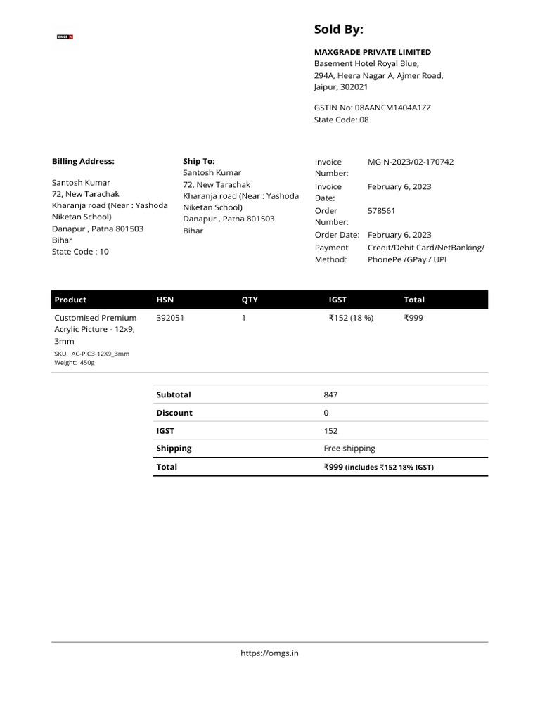 Invoice MGIN 202302 170742 | PDF