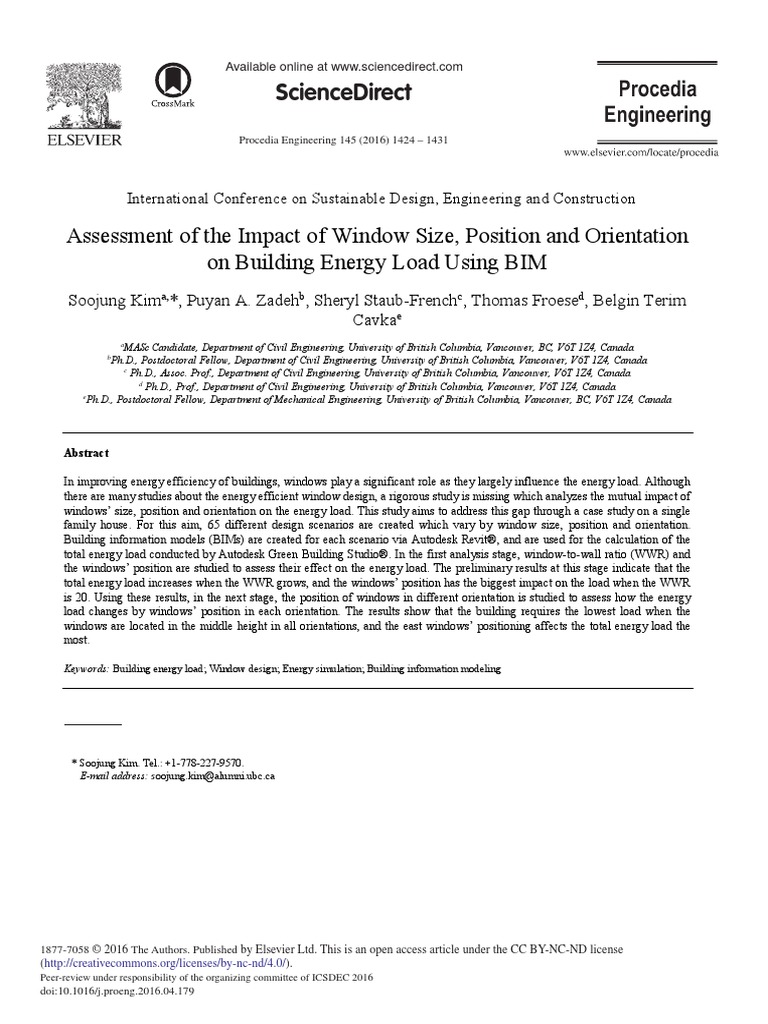 Assessment of The Impact of Window Size Position and Orientation On ... Assessment of The Impact of Window Size Position and Orientation On ...