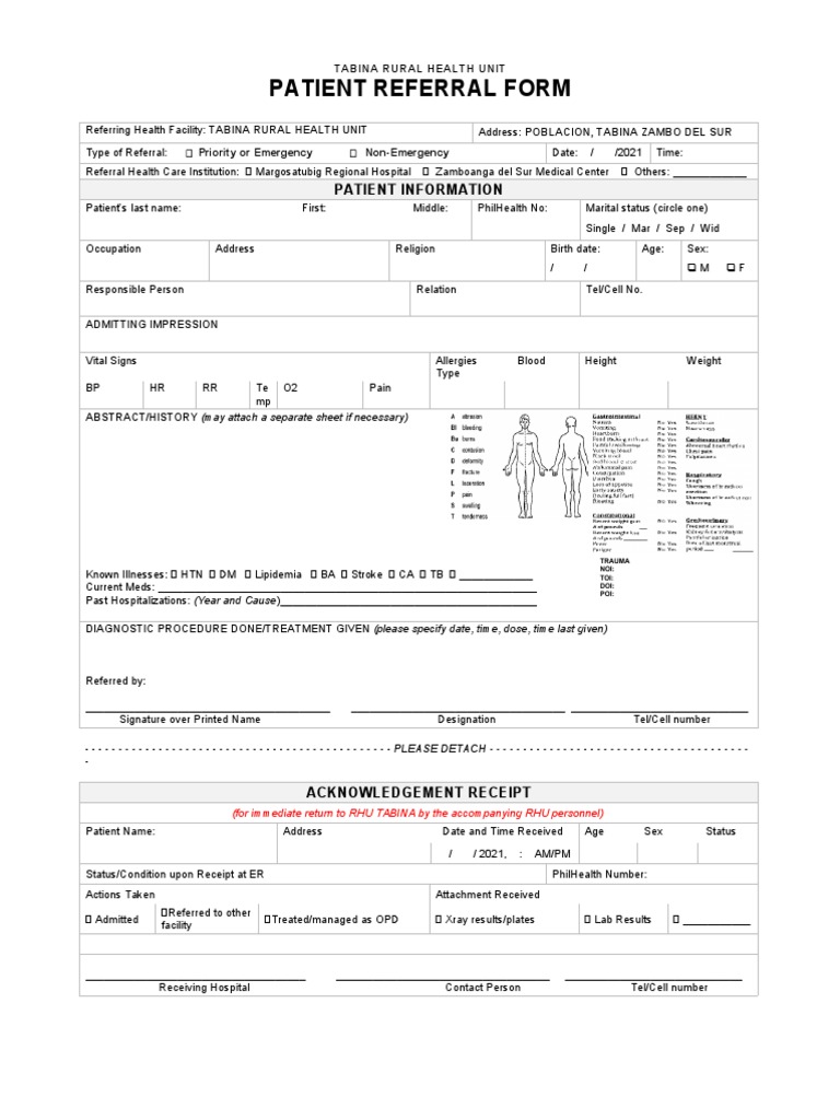 Tabina Rural Health Unit Referral Form | PDF | Hospital | Diseases And ...