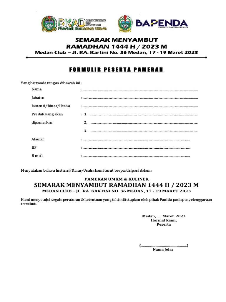 Formulir Peserta Pameran | PDF