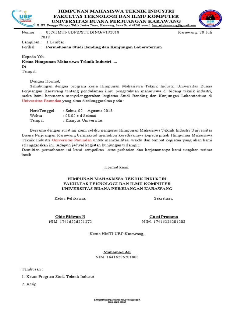 Surat Permohonan Studi Banding | PDF