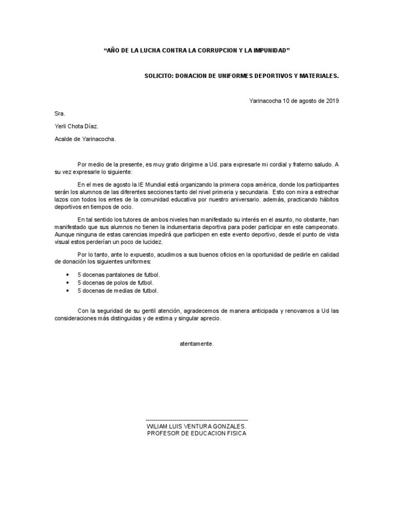 Solicitud de Donacion | PDF